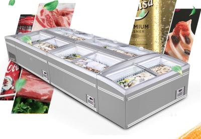China Combined Island Cabinet Supermarket Chest Freezer With Glass Door for sale
