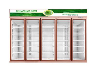 China Shop Commercial Beverage Cooler 5 Glass Door Refrigerator Freezer Fan Cooling Type for sale
