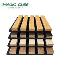 China Decorative Acoustic Slatted Wood Wall Panels 3 Side Acoustic Sound Panel For Theatres for sale