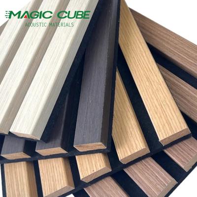 China 3 Side Wrapped Decorative Acoustic Slat Wall Panel Easy Installation For Theatres for sale