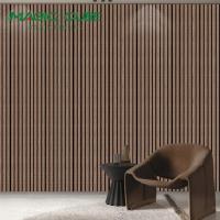 China Felt Wall Interior Wood Slat Cladding 3 Side Wood Slat Acoustic Panels for sale