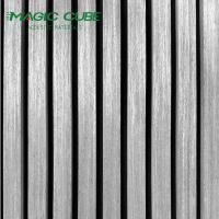 China Wrapped Acoustic Slat Wall Panel Sound Absorbing 3 Side Wood Veneer Acoustic Board for sale
