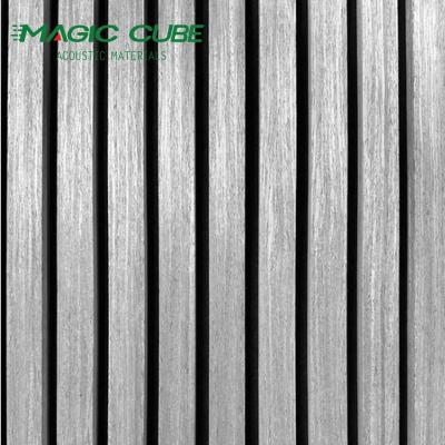 China Wrapped Acoustic Slat Wall Panel Sound Absorbing 3 Side Wood Veneer Acoustic Board for sale