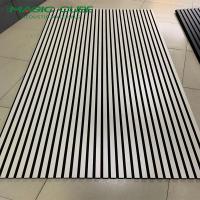 China Flame Resistant Slatted Acoustic Wall Panels Wooden Polyester Acoustic Absorbing Panels for sale