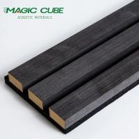 China 3 Side Slatted Aku Panel Fire Resistance Acoustic Wood Veneer Slat Panels for sale