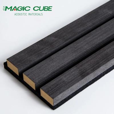 China 3 Side Slatted Aku Panel Fire Resistance Acoustic Wood Veneer Slat Panels for sale