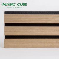 China 3 Side Woodupp Aku Panel Wall And Ceiling wood slat acoustic panels For Auditorium for sale