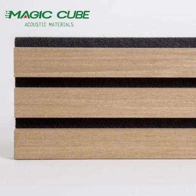 China 3 Side Woodupp Aku Panel Wall And Ceiling wood slat acoustic panels For Auditorium for sale