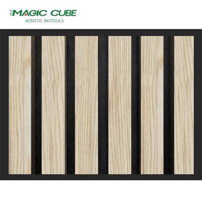 China Acoustic Slatted MDF Wood Veneer Decorative Wall Noise Absorbing Panels for sale