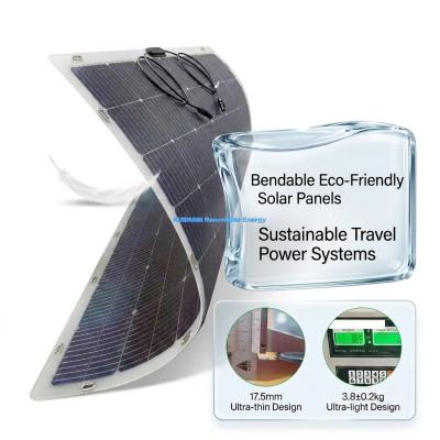 China IP67 Waterproof 200W Power Output 360° Bendable Flexible Bifacial Solar Panel for RV Home and Travel for sale