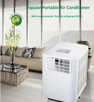 China Quiet Portable Air Conditioner 9000 BTU 45-52dB Low Noise Self Evaporating System Bedroom Mobile AC with Storage Remote for sale