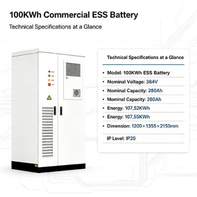 China Safe LiFePO4 100KWh ESS Cabinet 107.52kWh Nominal Energy For Solar PV Energy Storage Projects for sale