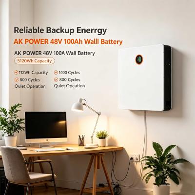 China Ultra-Thin 14cm Wall Mount LiFePO4 Battery 5.12kWh Grade A CATL EVE Cells 10-Year Warranty for sale