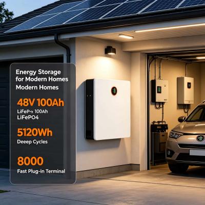 China 48V Wall Mount Solar LiFePO4 Battery 100Ah Emergency Blackout Backup Power for sale