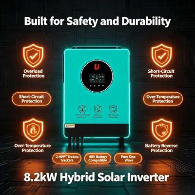 China High Efficiency 98% DC to AC 8.2kW Hybrid Solar Inverter Off-Grid Backup Power for sale