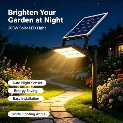 China 24000 Lumen 200W Solar Powered LED Flood Light IP65 Waterproof Farm Yard Stadium Lighting for sale
