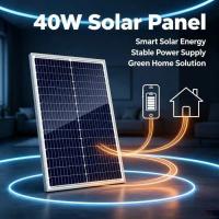 China 40W Monocrystalline Solar Panel 12V Battery Charger for Garden Courtyard Solar Lights Off‑Grid Power Supply Kit for sale