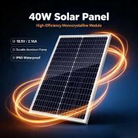 China 40‑Watt Mono‑Cell Solar Panel Shockproof Tempered Glass RV Camping Emergency Power for sale