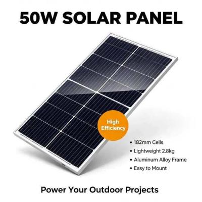China Weatherproof 50‑Watt Solar Charging Panel for RV, Motorhome, Security Camera Power for sale