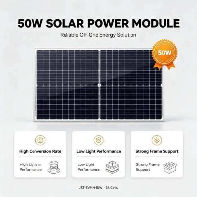 China Durable 50W Monocrystalline Solar Panel Wind Snow Resistant Aluminium Alloy Frame for sale