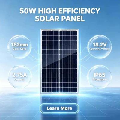 China Portable 50‑Watt Monocrystalline Solar Panel Custom‑Length Cable MC4 Solar Plug for sale