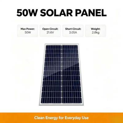 China All‑Season 50W Outdoor Solar Panel Low‑Light Performance for Cloudy Weather Days for sale
