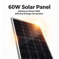 China Portable 60W Monocrystalline Solar Panel Pre‑Drilled Mounting Holes Easy Installation Off‑Grid Power for sale