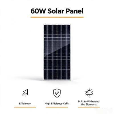 China 60‑Watt Outdoor Monocrystalline Solar Panel High Mechanical Load Capacity Wind Snow Proof PV Panel for sale