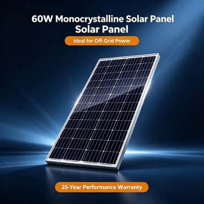 China 60‑Watt STC‑Tested Monocrystalline Solar Panel 20V Working Voltage For Deep‑Cycle 12‑Volt Batteries for sale