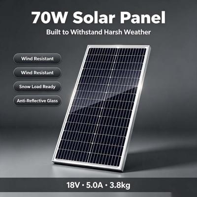 China 70‑Watt 30‑Cell 182mm Monocrystalline Solar Panel, Positive Power Tolerance Home Balcony PV Charger for sale