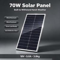 China Premium Grade‑A 70W Monocrystalline Solar Panel Stable 17.5V Working Voltage Off‑Grid Battery Charger for sale