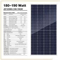 China Long Lifespan Outdoor 180‑190‑Watt Mono Solar Panel Waterproof Photovoltaic Charger Panel for sale
