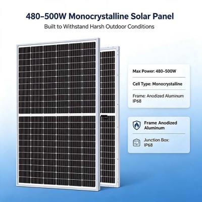 China Thickened AR‑Coated Tempered‑Glass 480‑500W Solar Power Panel For Outdoors for sale