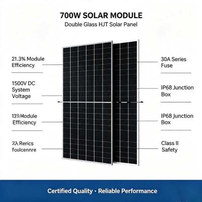 China Residential Rooftop 700W HJT PV Panel, Premium 16 Busbar Solar Cell Technology for sale