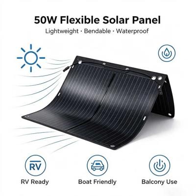 China 50W Flexible Foldable Solar Panel, 360° Bend‑Resistant Carbon‑Fiber Solar Charger for RV Boat Yacht Balcony for sale