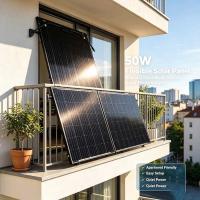 China 50W Waterproof Junction‑Box Flexible Solar Panel, Fold‑able Off‑Grid Solar Charger for RV, Boat, Cabin & Camping for sale