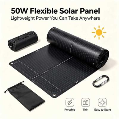 China 50W Carbon‑Fiber Reinforced Flexible Solar Panel, Anti‑Crack Foldable Solar Kit for Camper, Yacht & Balcony for sale