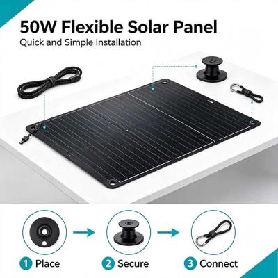 China 50W Off‑Grid Flexible Solar Panel, Foldable Monocrystalline Solar Charger for Campers, Yacht Owners & Homeowners for sale
