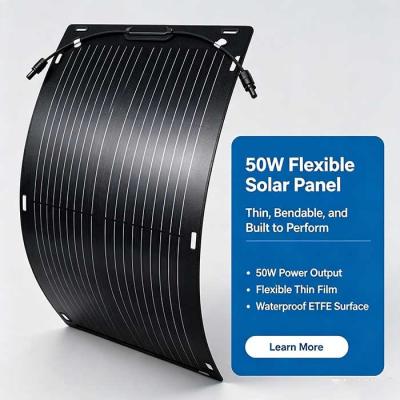 China 50W 360‑Degree Bendable Solar Panel, Foldable Carbon‑Fiber Solar Power Kit for RV, Yacht, Balcony & Camping for sale