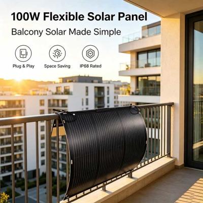 China 105W 19.4V Flexible Solar Power Panel, 360 Degree Bendable Solar Module for Curved Surfaces for sale
