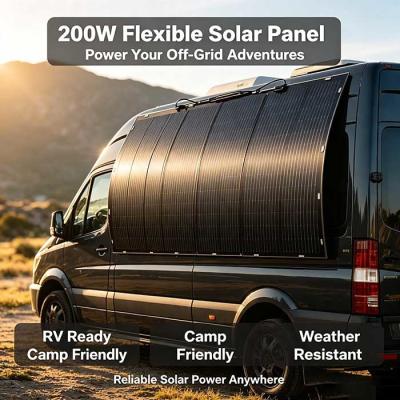 China Flexible 200W Solar Panel, Carbon‑Fiber Bendable Solar Module 12V Battery Charger for RV Boat Camping for sale