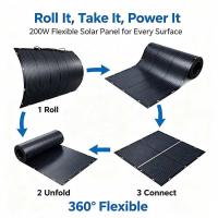 China Off‑Grid 200W Flexible Solar Panel, Lightweight Waterproof Solar Charger for RV, Yacht, Camping & Home Backup for sale