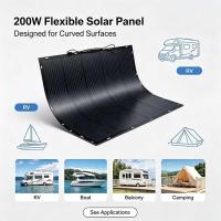 China 200W Black Flexible Solar Panel, Durable Carbon‑Fiber Bendable Solar Kit for Campervan Marine Balcony Power for sale