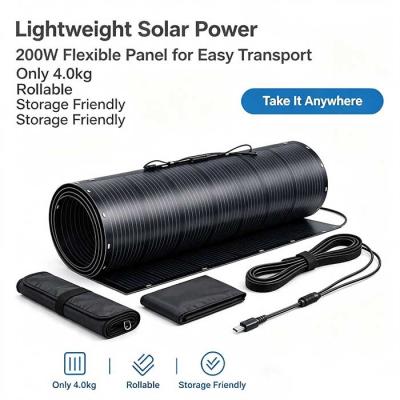 China 200W Curved‑Fit Flexible Solar Panel, High‑Output Off‑Grid Solar Power for Camper, Yacht, Balcony & Cabins for sale