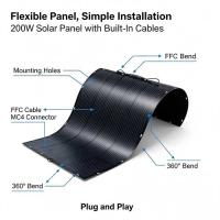China 200W Ultra‑Thin Flexible Solar Panel, MC4 Bend‑able Solar Module for RV Roof, Yacht, Camping Solar System for sale