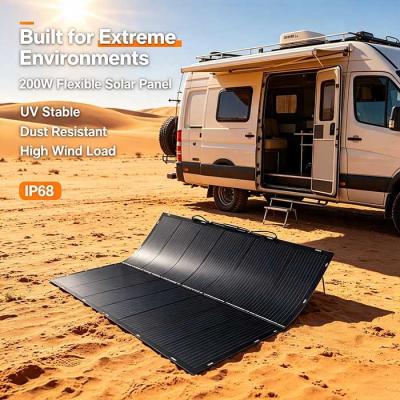 China 200W Curved‑Surface Flexible Solar Panel, Reliable Off‑Grid Solar Power for RVs, Boats, Balconies & Emergency Supply for sale