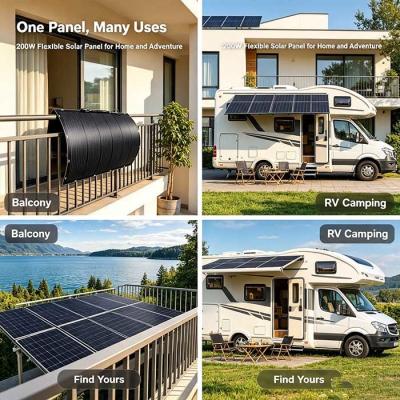 China 200W Anti‑Aging Flexible Solar Panel, 23% Efficiency Waterproof Bendable Solar Kit for RV, Yacht & Balcony Projects for sale