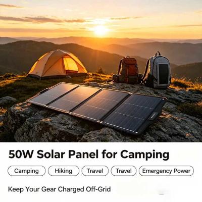 China 50W Waterproof‑Resistant Foldable Solar Panel, USB‑C DC Charger for Backpacking Trips for sale