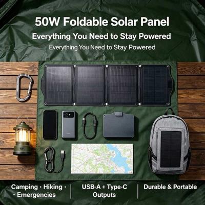 China 50 W Foldable ETFE Solar Charger Panel, Portable Solar Power for All‑Season Camping for sale