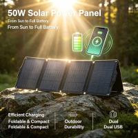 China Off‑Road 50 W Fold‑Out Solar Panel, Multi‑Port Solar Charger for Outdoor Explorers for sale